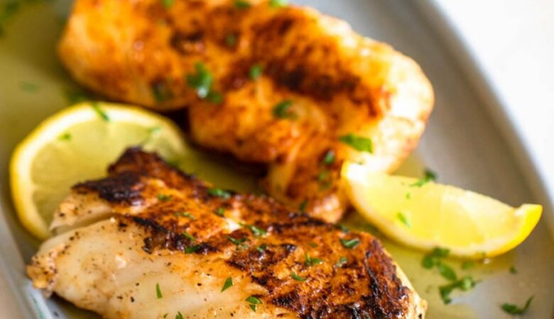 Pan Seared Halibut with Garlic Butter Sauce - Thinksano